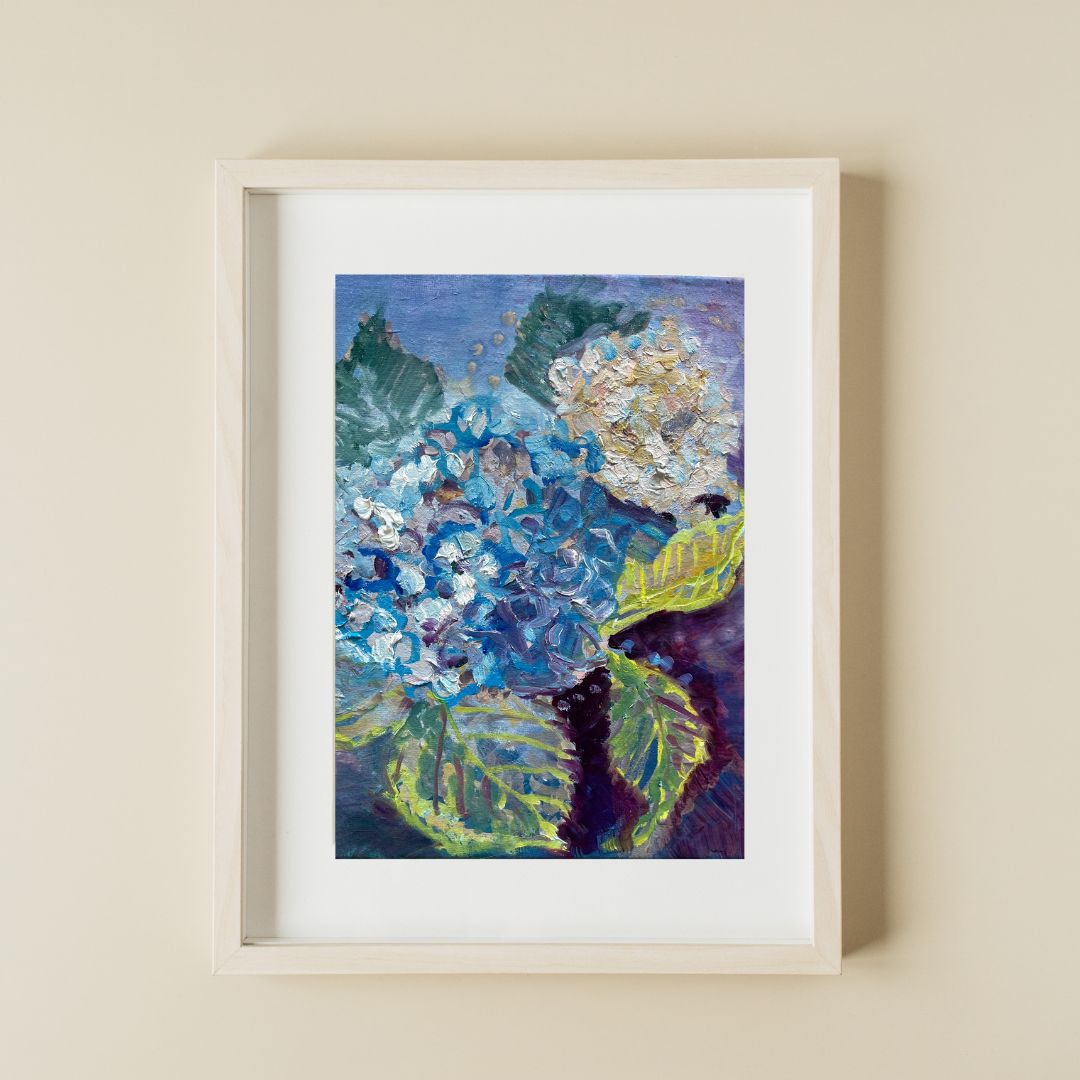 PRINT "Hydrangea" A Vertical Fine Art Reproduction – Sarah Tudor Art Studio